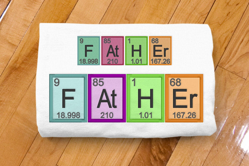 Periodic Table FATHER Applique Embroidery - So Fontsy