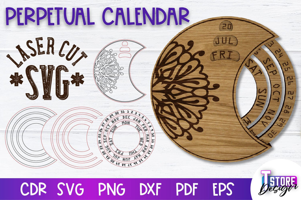 Perpetual Calendar Laser Cut | Calendar Laser Cut Design | CNC Files ...