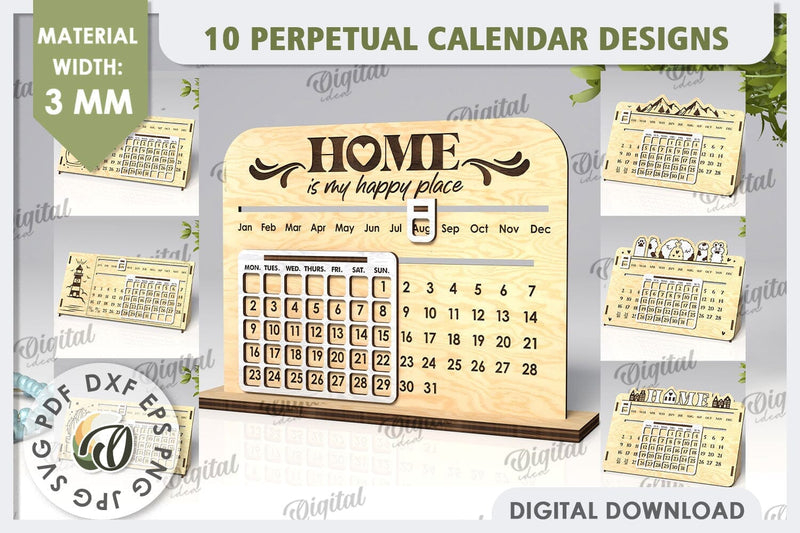 Perpetual Calendars Laser Cut Bundle. Wooden Calendars SVG - So Fontsy