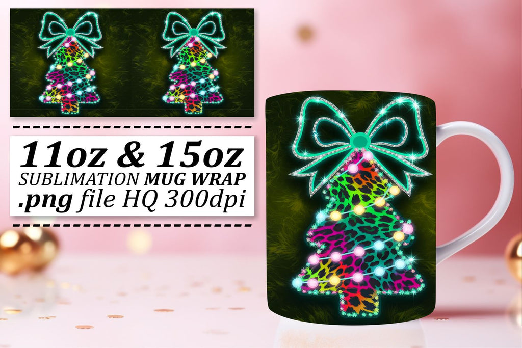 personalize your mugs! , Sublimation-ready designs, Neon Xmas - So Fontsy