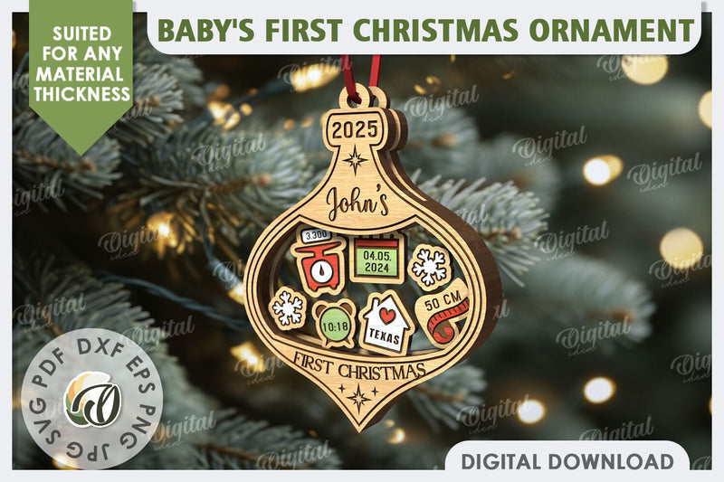 Personalized Baby First Christmas Ornament Laser Cut - So Fontsy