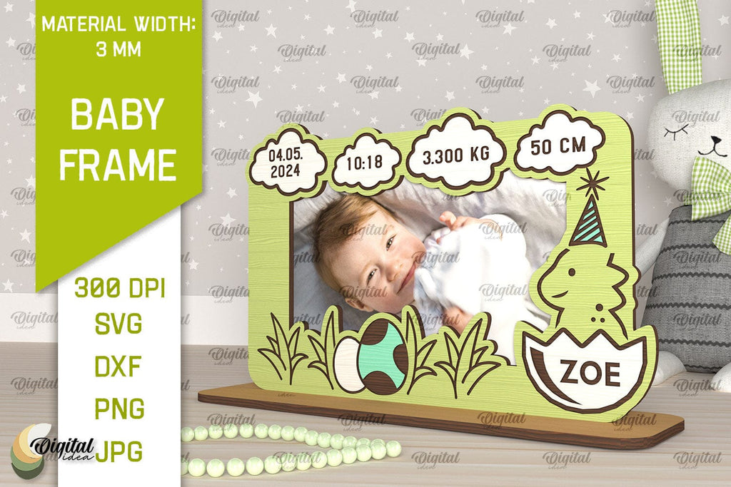Personalized Baby Photo Frame Laser Cut. Kids Frame SVG - So Fontsy