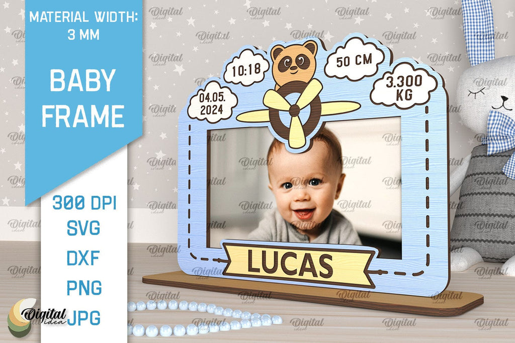 Personalized Baby Photo Frame Laser Cut. Kids Frame SVG - So Fontsy