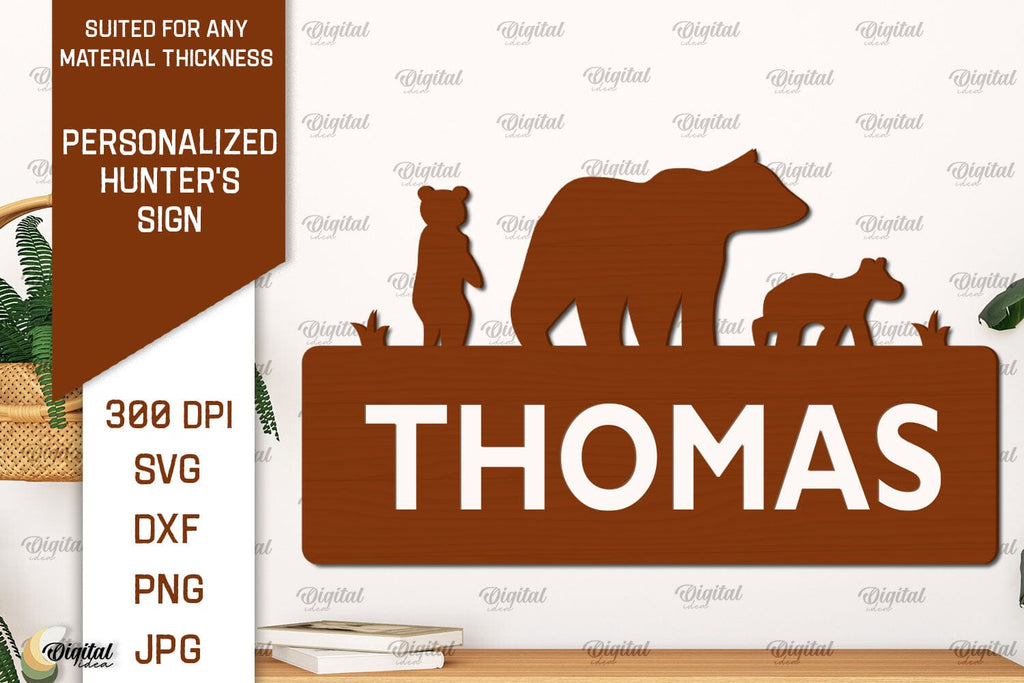 Personalized Hunter Sign Laser Cut. Wall Hunter Sign SVG - So Fontsy