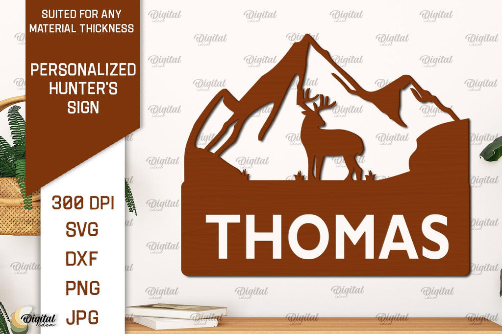 Personalized Hunter Sign Laser Cut. Wall Hunter Sign SVG - So Fontsy
