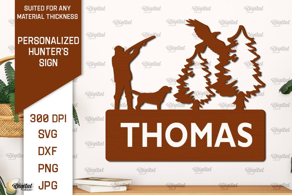 Personalized Hunter Sign Laser Cut. Wall Hunter Sign SVG - So Fontsy