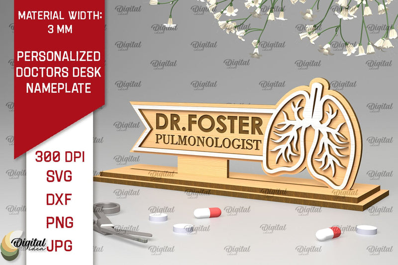 Personalized Pulmonologist Doctors Desk Nameplate Laser Cut - So Fontsy