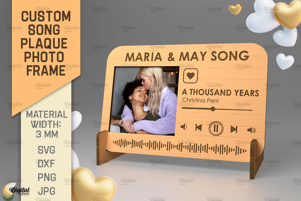 Personalized Song Plaque Photo Frame. 3D Laser Cut - So Fontsy