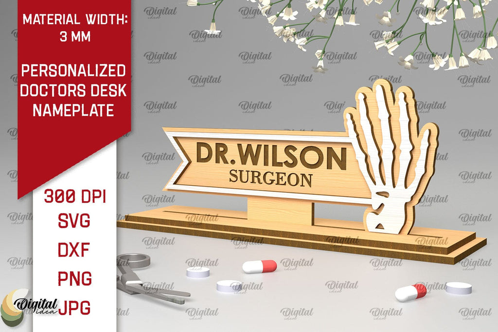Personalized Surgeon Doctors Desk Nameplate Laser Cut - So Fontsy