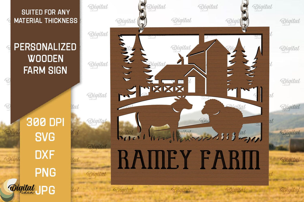 Personalized Wooden Farm Sign Laser Cut. Farmhouse Sign SVG - So Fontsy