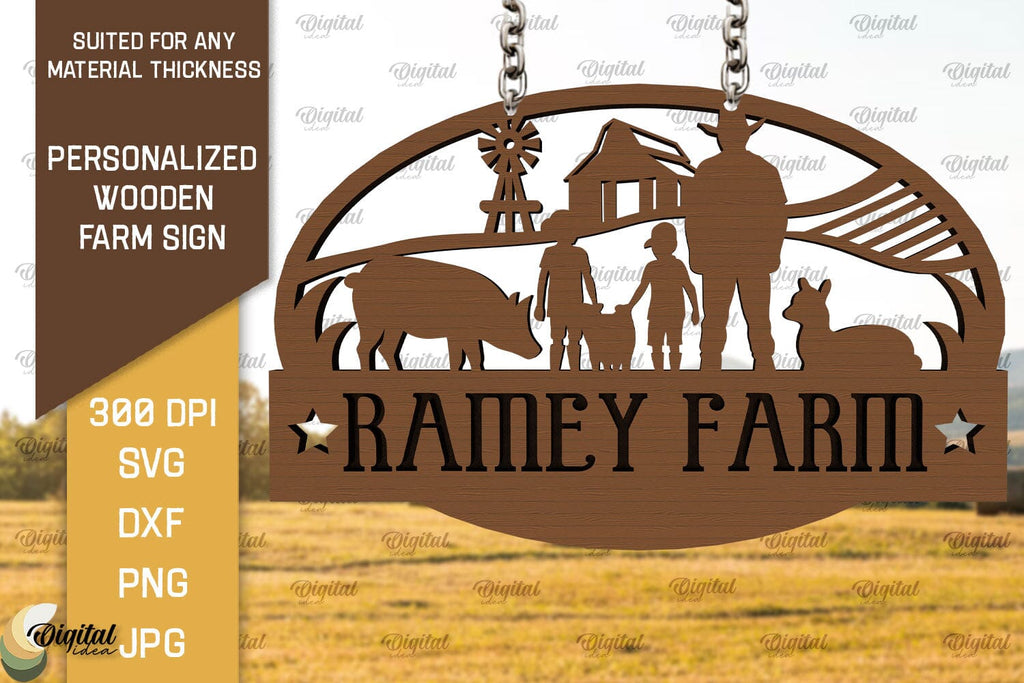 Personalized Wooden Farm Sign Laser Cut. Farmhouse Sign SVG - So Fontsy