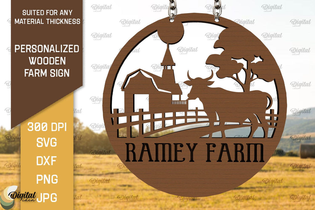 Personalized Wooden Farm Sign Laser Cut. Farmhouse Sign SVG - So Fontsy