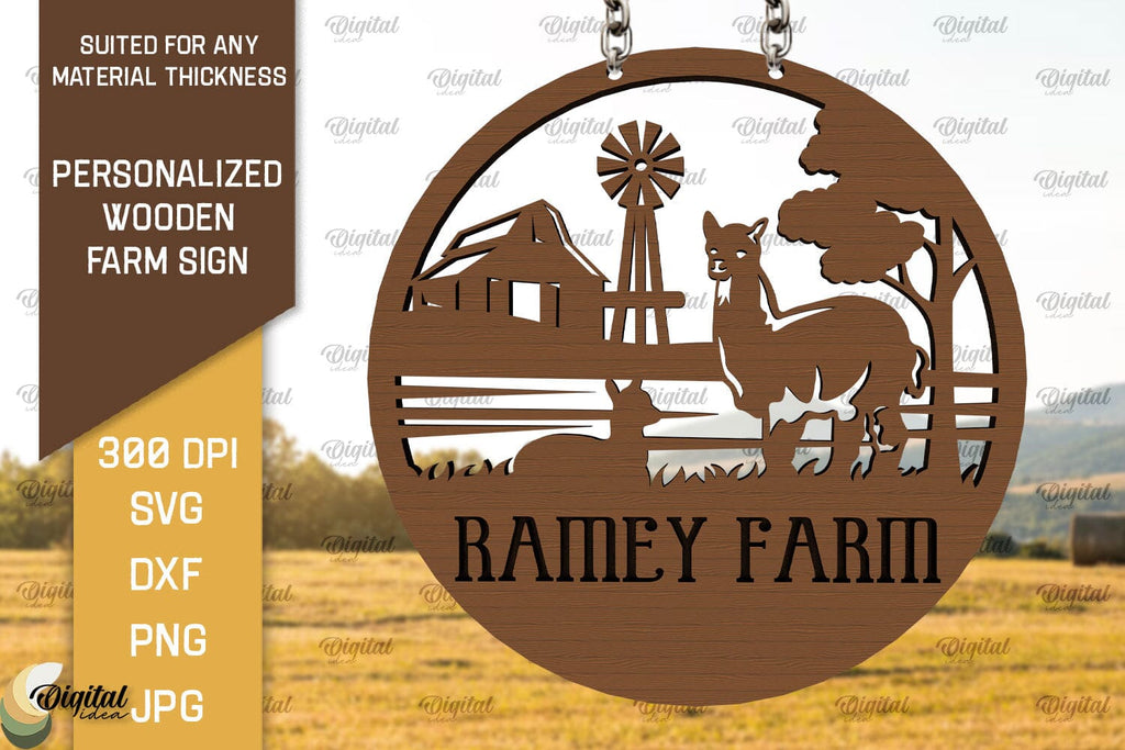 Personalized Wooden Farm Sign Laser Cut. Farmhouse Sign SVG - So Fontsy