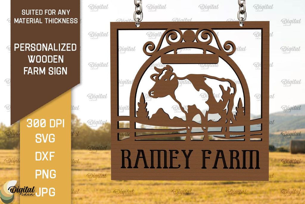 Personalized Wooden Farm Sign Laser Cut. Farmhouse Sign SVG - So Fontsy