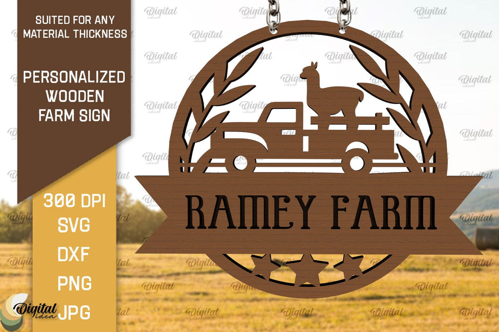 Personalized Wooden Farm Sign Laser Cut. Farmhouse Sign SVG - So Fontsy
