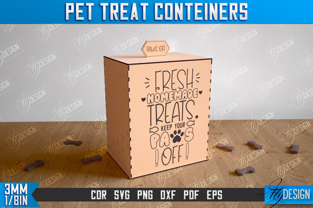 Pet Treat Containers Laser Cut Bundle, 3D Pets Food Box SVG, 3D Cat and ...