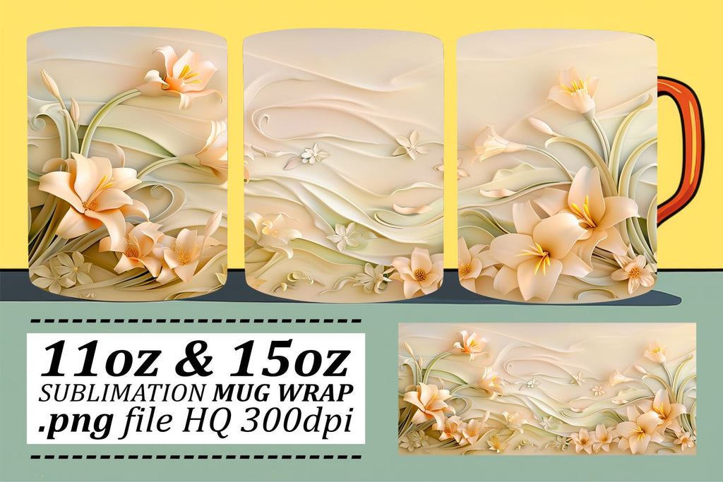 Petal Paradise Mug Artistry - Sublimated Delight for Cups - So Fontsy