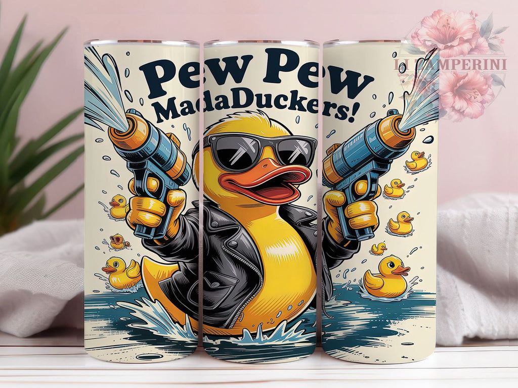 Pew Pew Funny Duck Sarcastic Tumbler Wrap, Pew Pew Duck PNG ...