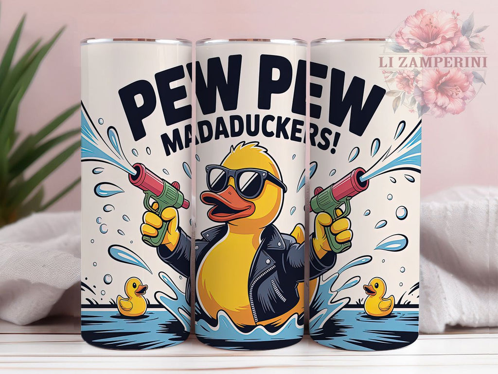 Pew Pew Funny Duck Sarcastic Tumbler Wrap, Pew Pew Duck PNG ...