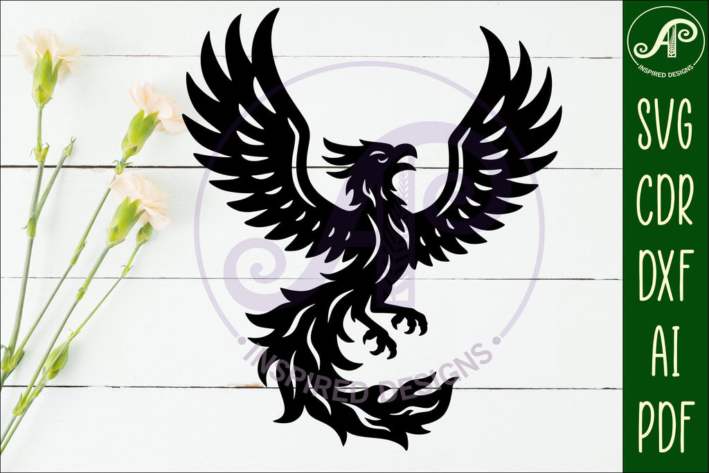 Phoenix bird detailed cut out wall sign design 1 - So Fontsy