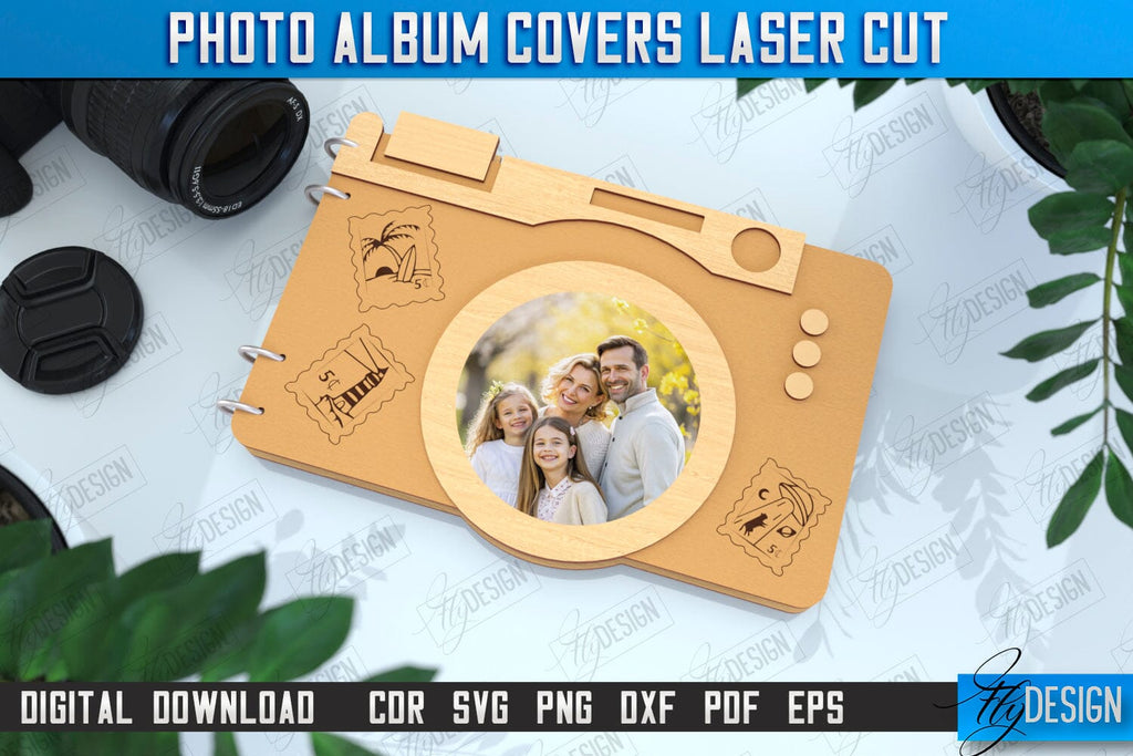 Photo Album Cover Laser Cut | Camera Shape | Wooden Photo Album | CNC ...