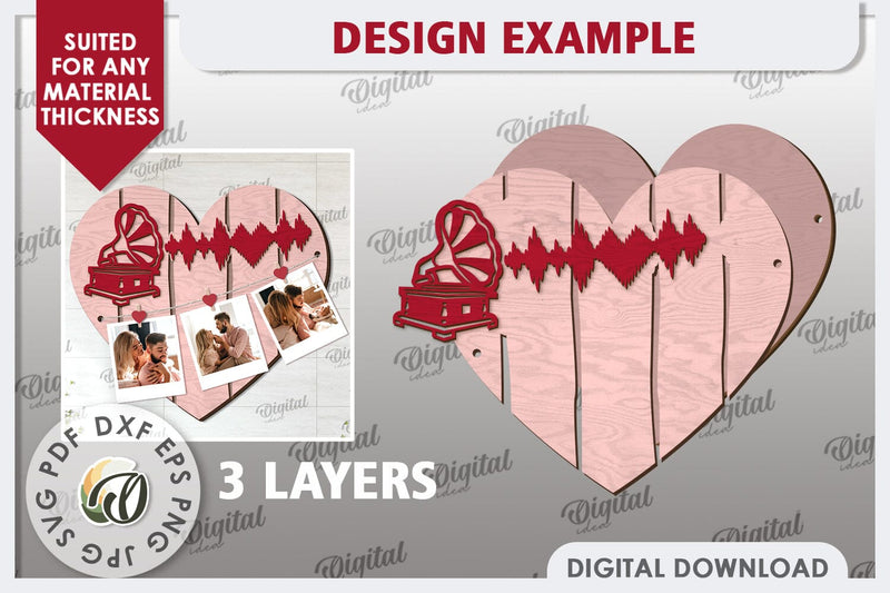 Photo Display Boards Laser Cut Bundle. Valentine Hearts SVG - So Fontsy