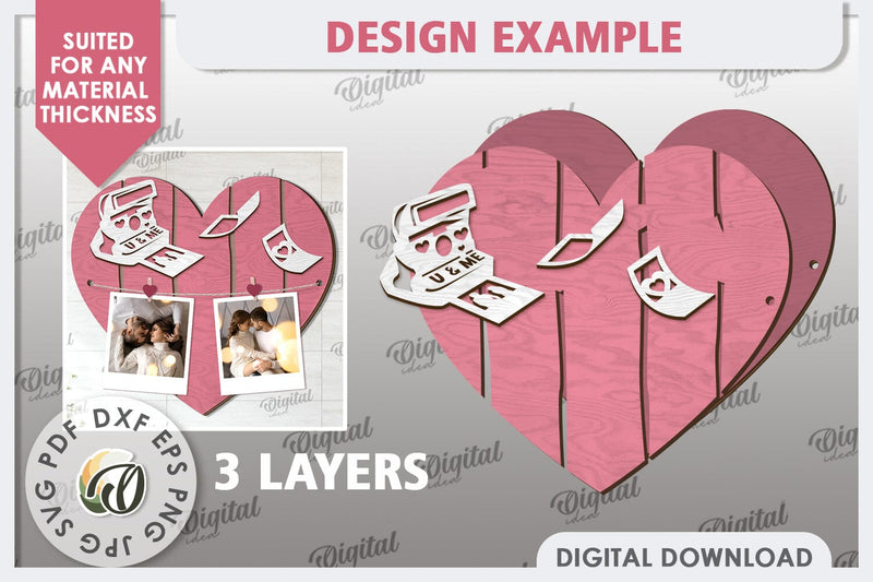 Photo Display Boards Laser Cut Bundle. Valentine Hearts SVG - So Fontsy