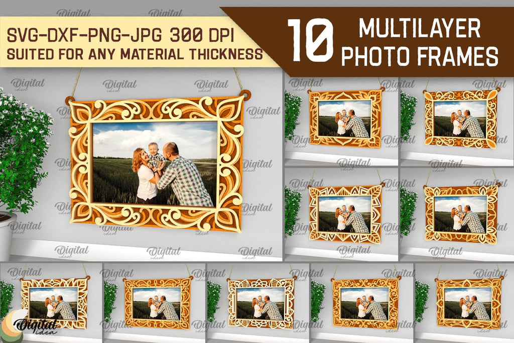 Photo Frames Laser Cut Bundle. Multilayer Photo Frames SVG - So Fontsy
