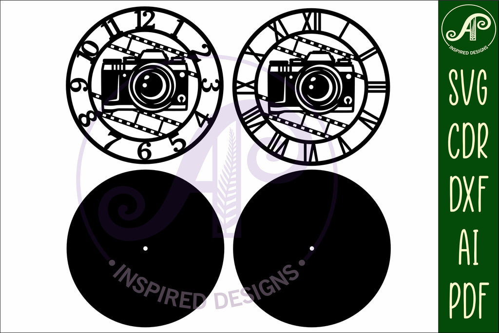 Photographer camera clock laser cut files, SVG file - So Fontsy