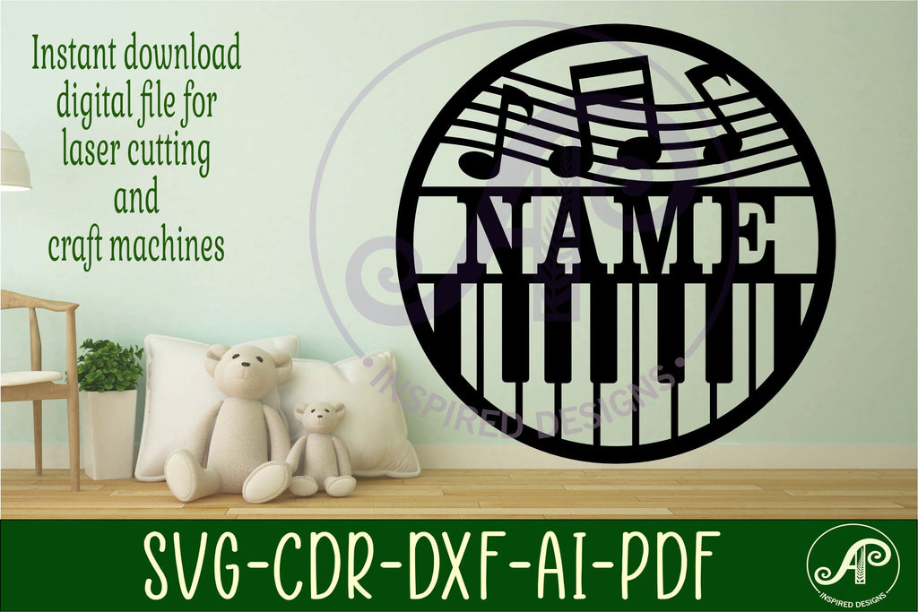 Piano music name sign svg laser - So Fontsy