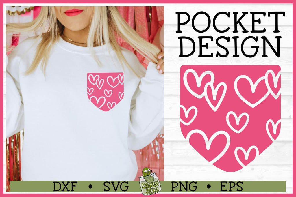 Pickle Pockets - Shirt Pocket Hearts SVG File - So Fontsy