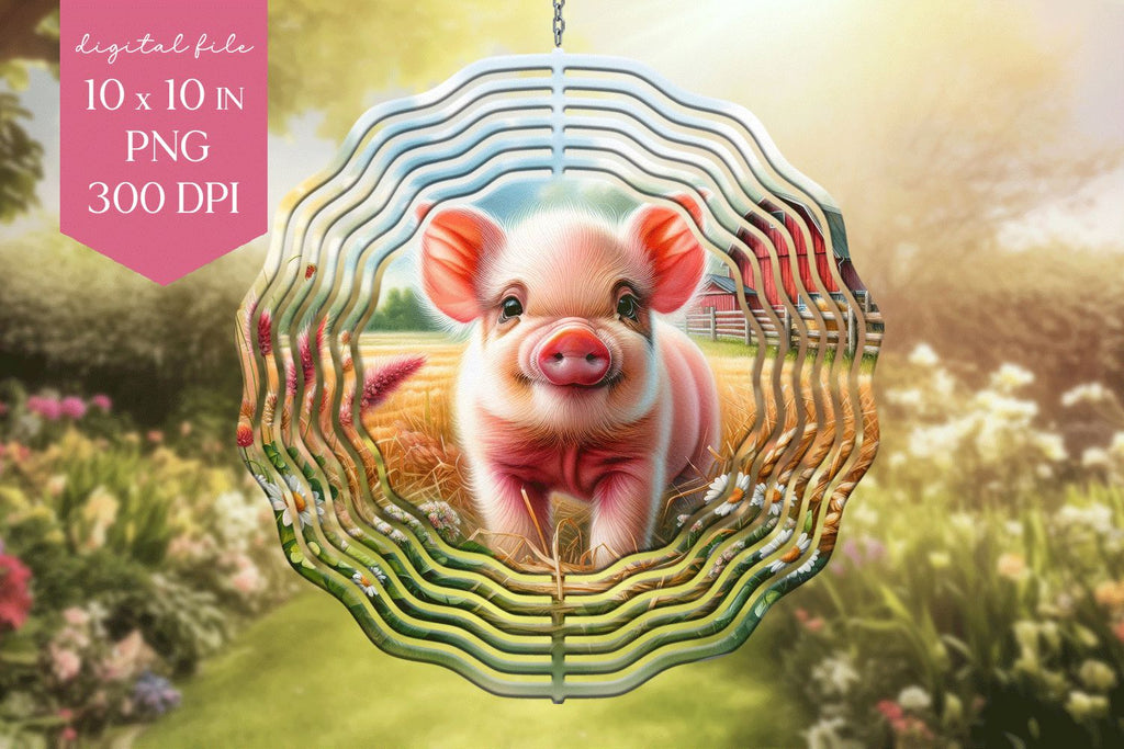 Pig Wind Spinner PNG for Farmhouse Garden Decor - So Fontsy