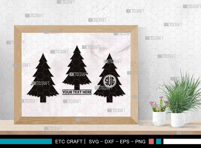 Pine Tree Monogram, Pine Tree Silhouette, Pine Tree SVG, Forest Svg ...