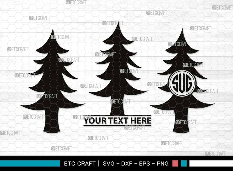 Pine Tree Monogram, Pine Tree Silhouette, Pine Tree SVG, Forest Svg ...