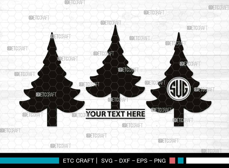 Pine Tree Monogram, Pine Tree Silhouette, Pine Tree SVG, Forest Svg ...