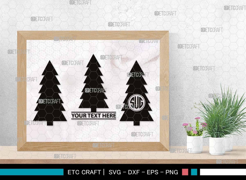 Pine Tree Monogram, Pine Tree Silhouette, Pine Tree SVG, Forest Svg, P ...