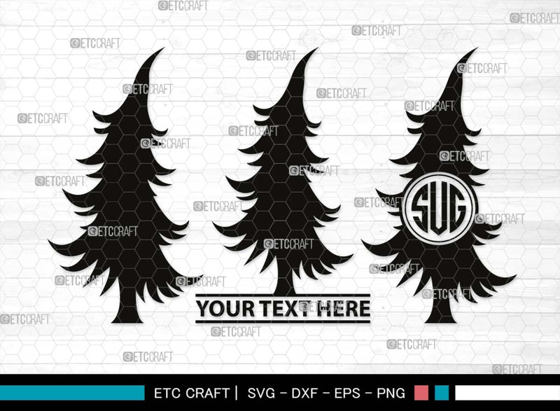 Pine Tree Monogram, Pine Tree Silhouette, Pine Tree SVG, Forest Svg ...