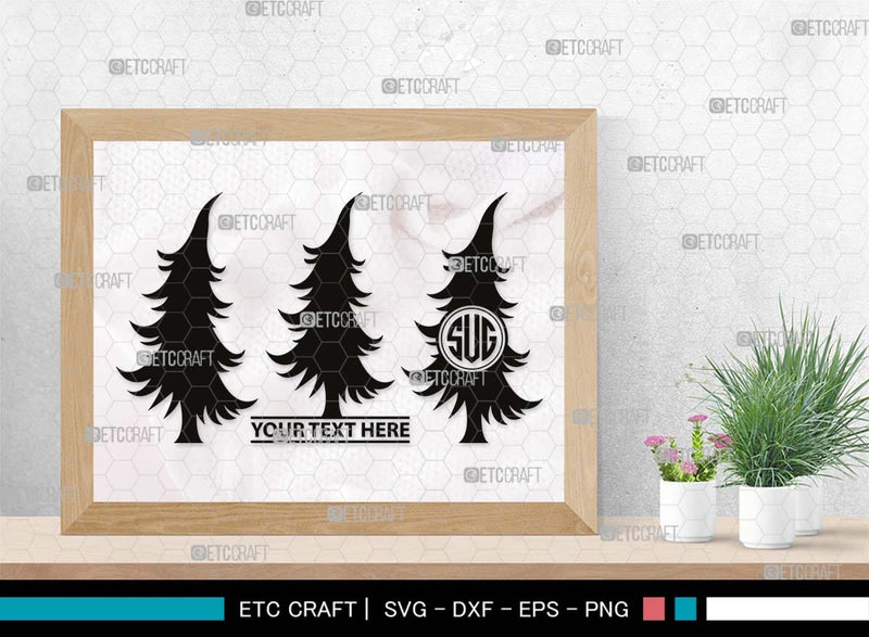 Pine Tree Monogram, Pine Tree Silhouette, Pine Tree SVG, Forest Svg ...