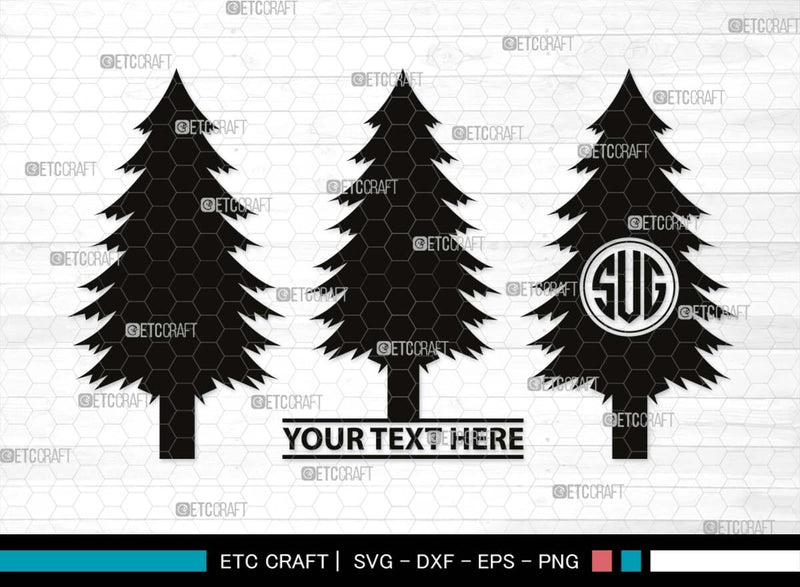 Pine Tree Monogram, Pine Tree Silhouette, Pine Tree SVG, Forest Svg, P ...