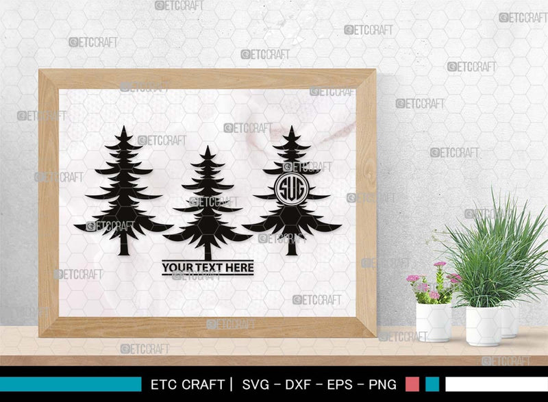 Pine Tree Monogram, Pine Tree Silhouette, Pine Tree SVG, Forest Svg, P ...