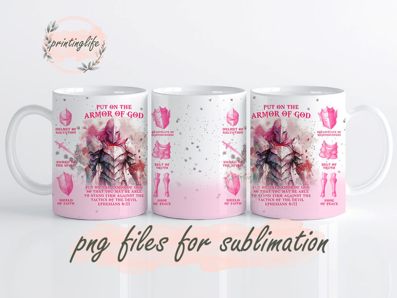 Pink Armor of God Mug Wrap Design, Instant Digital Design Download Mug ...