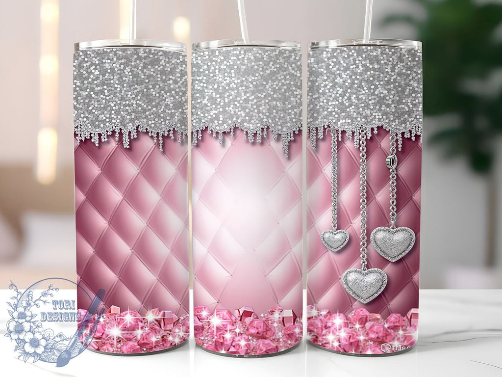 Pink Bling Tumbler, Glam Tumbler Wrap, Digital Tumbler Design, 20oz ...