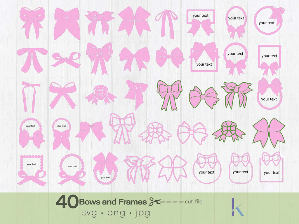 Pink Bow svg, Bow Bundle svg, cheer bow svg, hair bow svg, Pink and ...