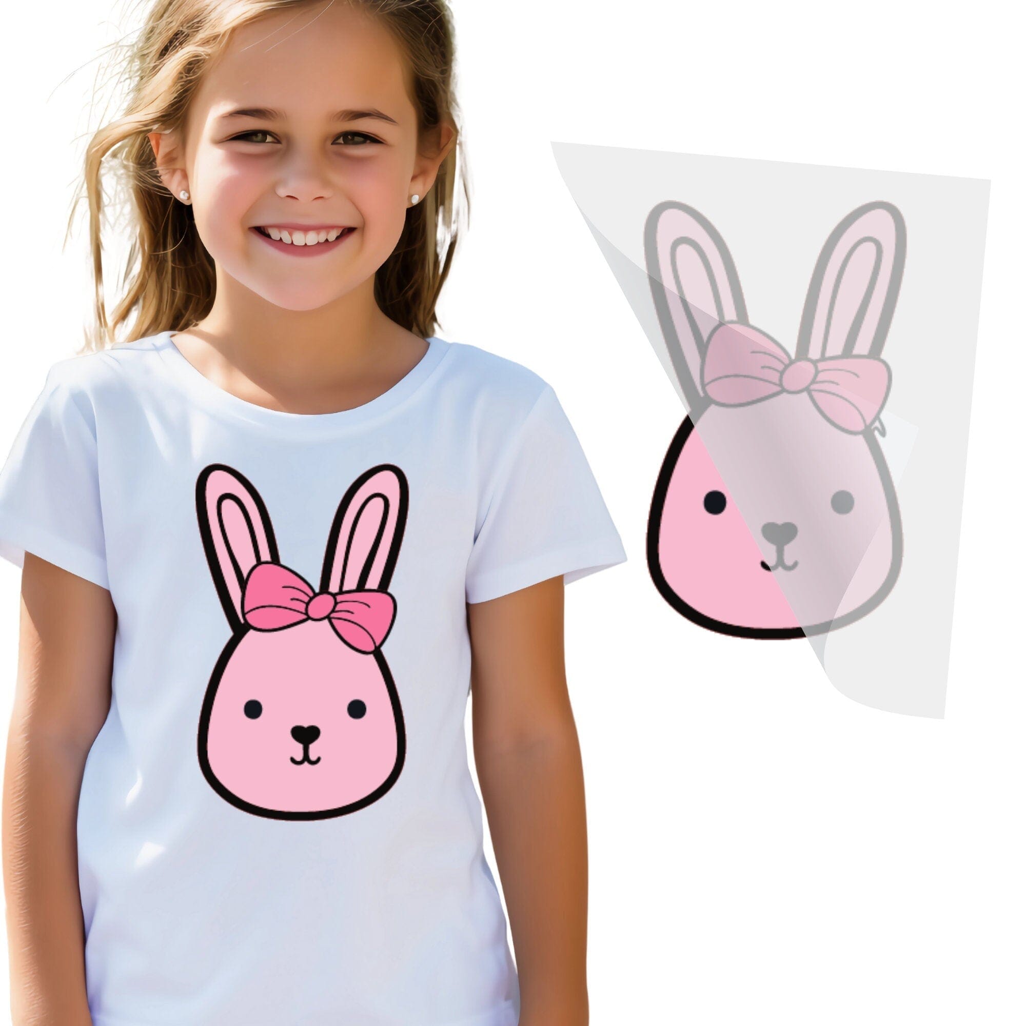 Pink Bunny Pink Bow DTF Transfer - So Fontsy