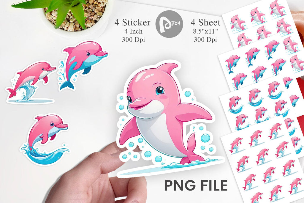 Pink Dolphin Valentine Sticker - So Fontsy