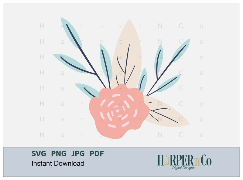 Pink Flower SVG PNG Cut EPS File - So Fontsy