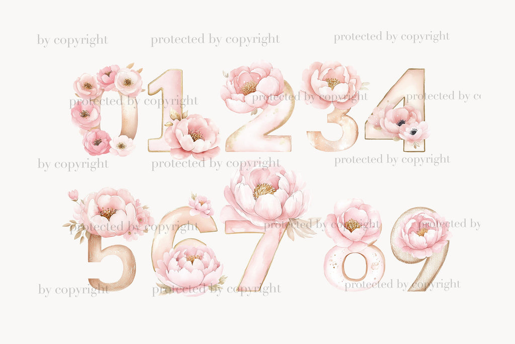 Pink Flowers Alphabet Clipart | Numbers And Letters - So Fontsy