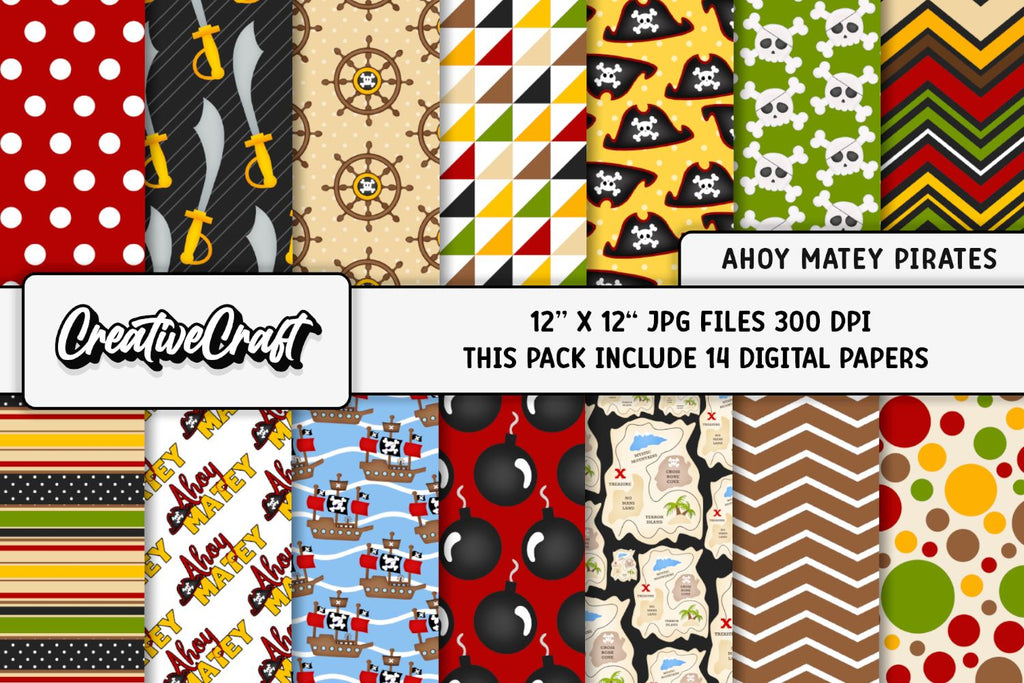 Pirates Digital Papers Scrapbook - So Fontsy