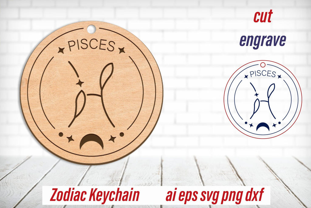 Pisces zodiac keychain laser engraving, Horoscope svg, Astrology sign ...