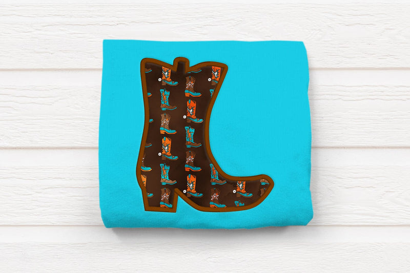Plain Cowgirl or Cowboy Boot Applique Embroidery - So Fontsy
